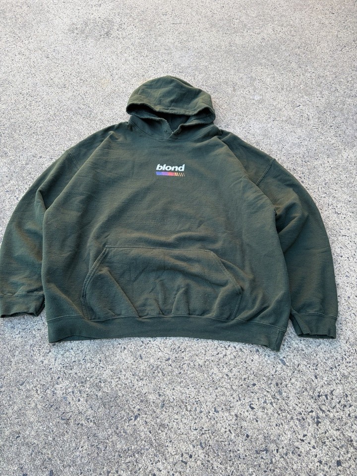 Frank Ocean Blond Logo Hoodie Sweatshirt Forest Green Pullover Boxy Fit ...