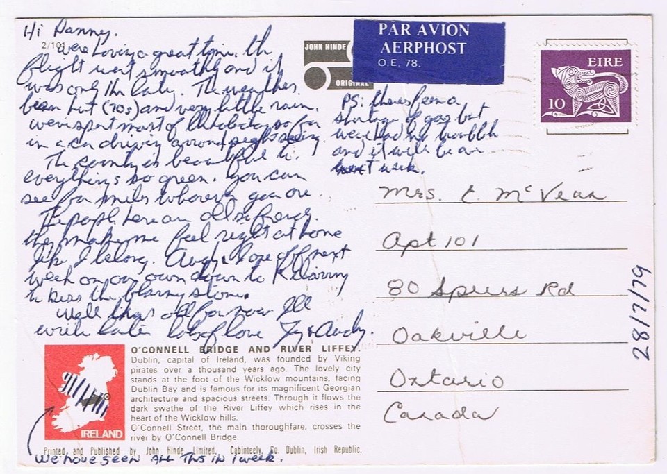 Postcard O'Connell Bridge & River Liffey Dublin City Ireland | eBay