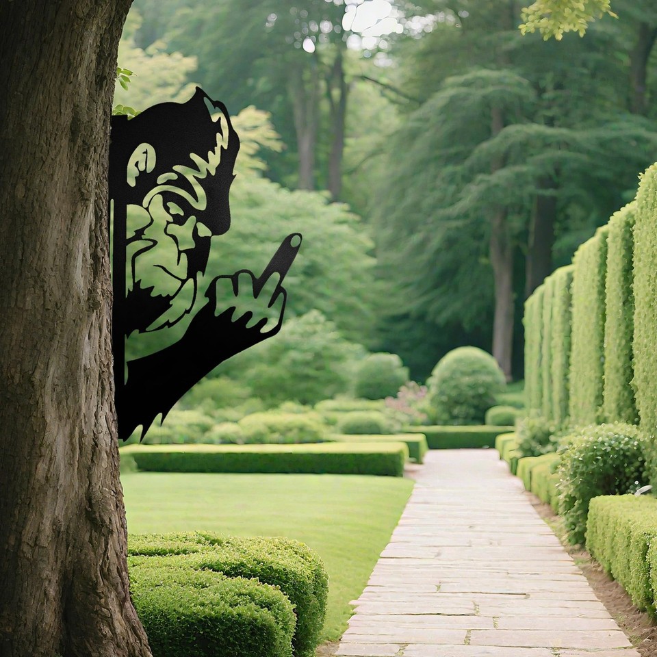 Bigfoot Middle Finger Metal Yard Sign – Funny Prank Decor, Peeking ...