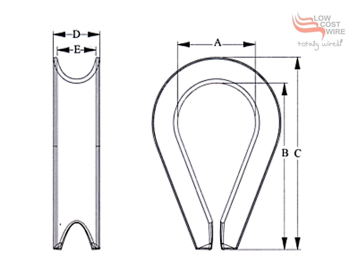 30 Pack of Swage Thimble Loops for 1.0mm G316 Marine Stainless Steel ...