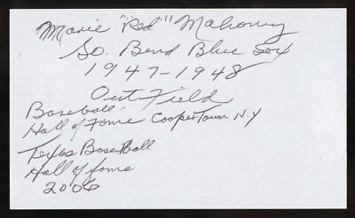 Marie Red Mahoney d2016 signed autograph 3x5 card AAGPBL Baseball ...