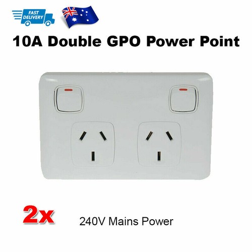 2X DOUBLE USB CHARGER DUAL POWER SOCKET 240V POWER POINT GPO 10A WITH ...