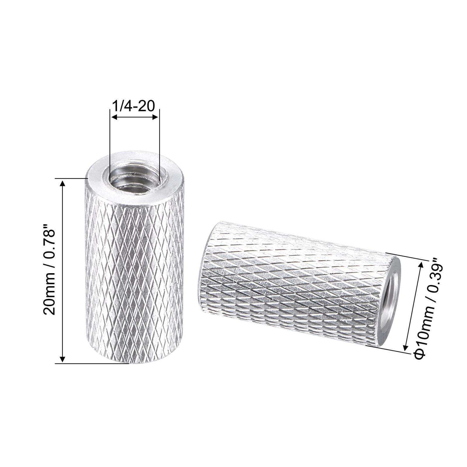 1/4x10mmx20mm Aluminum Alloy Diamond Knurl Knurled Camera Tripod Silver ...