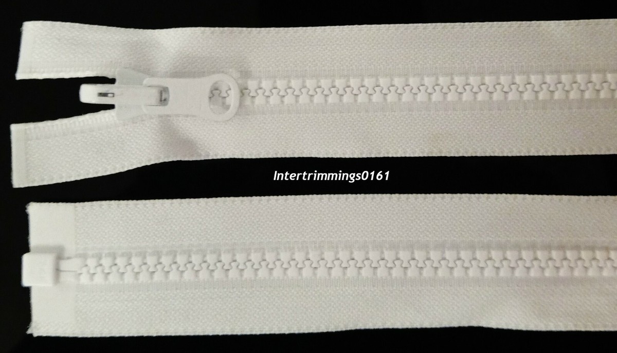 Ykk Finished Zipper 10 White Single Pull Vislon Chain YKK Vislon No.