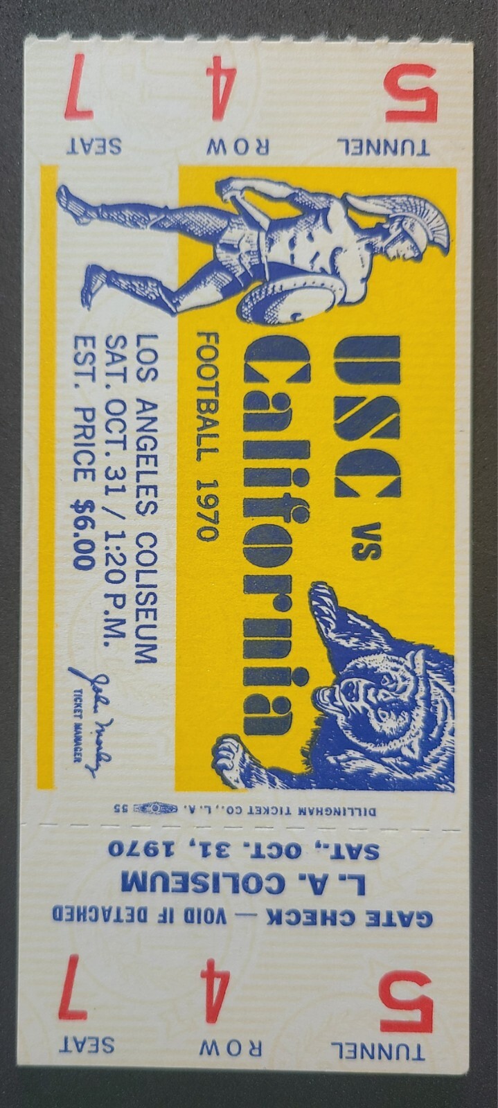 10/31/1970 USC vs. California Football -- FULL TICKET | eBay