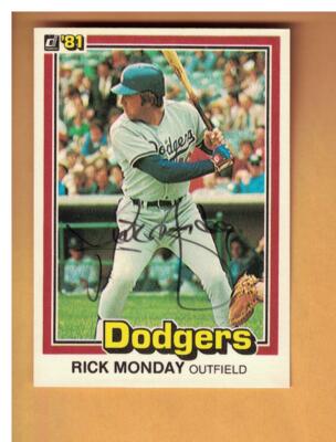 Rick Monday AUTOGRAPHED 1981 DONRUSS BASEBALL CARD Signed LOS ANGELES ...