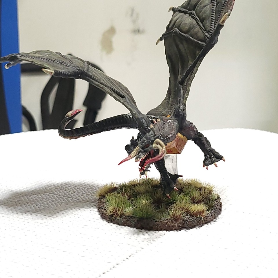 Pro Painted Highly Detailed D&D young black dragon miniature Wizkids ...
