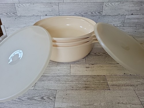 VTG Tupperware 5 PC Microwave Almond Stack Cooker Steamer Cookware Set ...