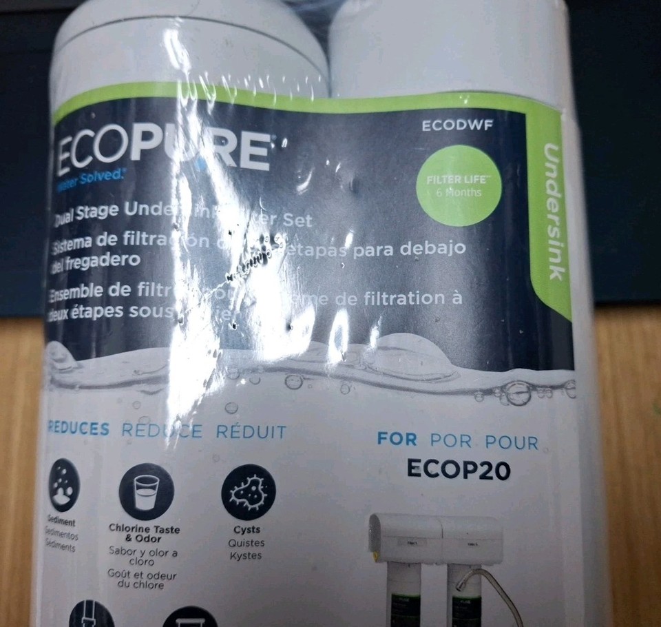 EcoPure ECODWF Dual Stage Under Sink Replacement Filter Set, 2 Pack | eBay