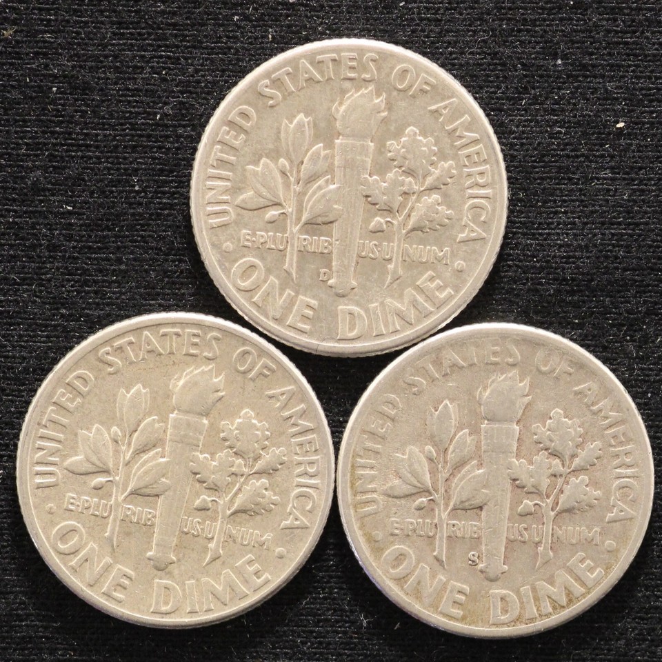 Lot of 3: 1950 P,D,S Roosevelt Dimes ~ Key Date ~ 90% Silver (US938) | eBay