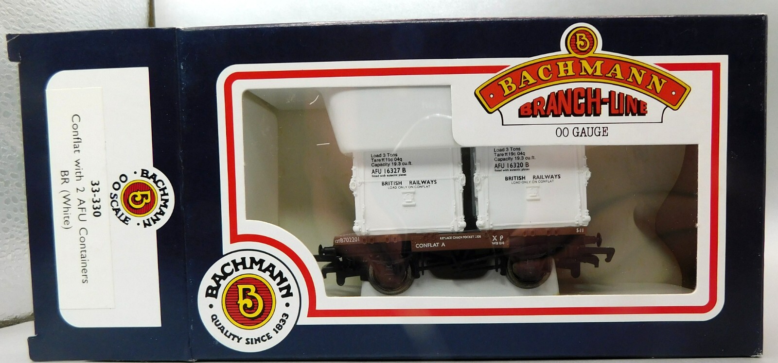 Bachmann 33-330 BR Conflat a Wagon B702201 With 2 Afu White Containers ...