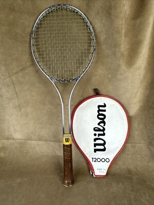 Vintage Wilson T2000 Metal Tennis Racquet + Cover -Leather Grip USA ...