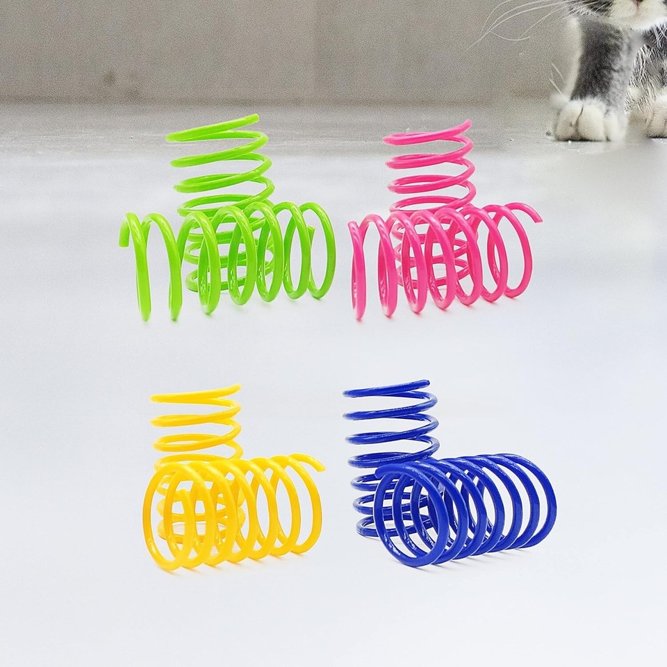 60 Packs Cat Spring Toys Plastic Springs Cat Toys Colorful for Cat ...
