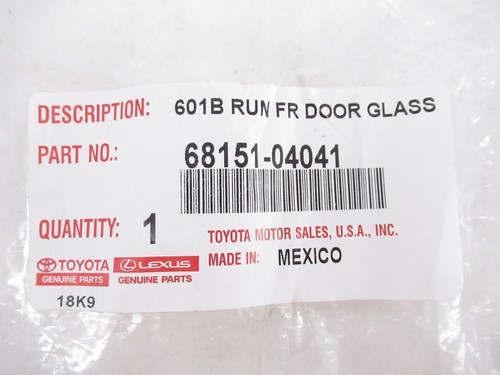 Genuine OEM Toyota 68151-04041 Driver LH Front Door Glass Run 2018-2022 ...