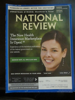 National Review Magazine November 2013 New Health Insurance Marketplace ...