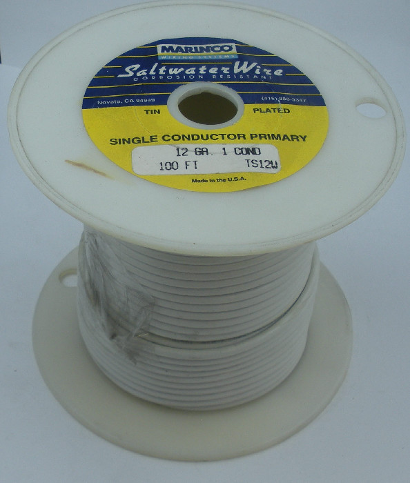 Marinco TS12W 12 Gauge White Stranded Wire Tinned Copper 100 Ft | eBay