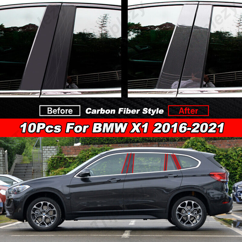 10Pcs Carbon Fiber Pillar Posts Window Door Trim Decal For BMW X1 2016 ...
