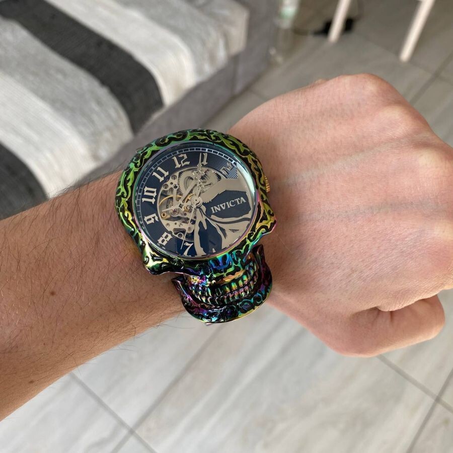 Invicta Men's Artist 50mm Automatic Charcoal Dial Stainless Steel Band ...