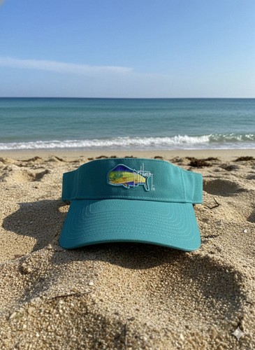 Guy Harvey TEAL Sun Visor w/Embroidered Mahi-Mahi Logo - Beach Ocean ...