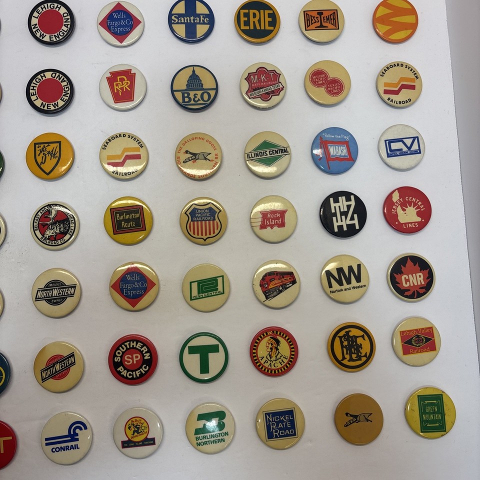 Vintage Lot Of 70 Railroad Pinback Buttons Old Rare Railroad Buttons | eBay