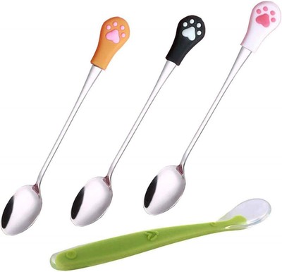 4 Pcs Cat Spoon For Wet Food Dog Cat Spoon Stainless Steel Pet Can ...