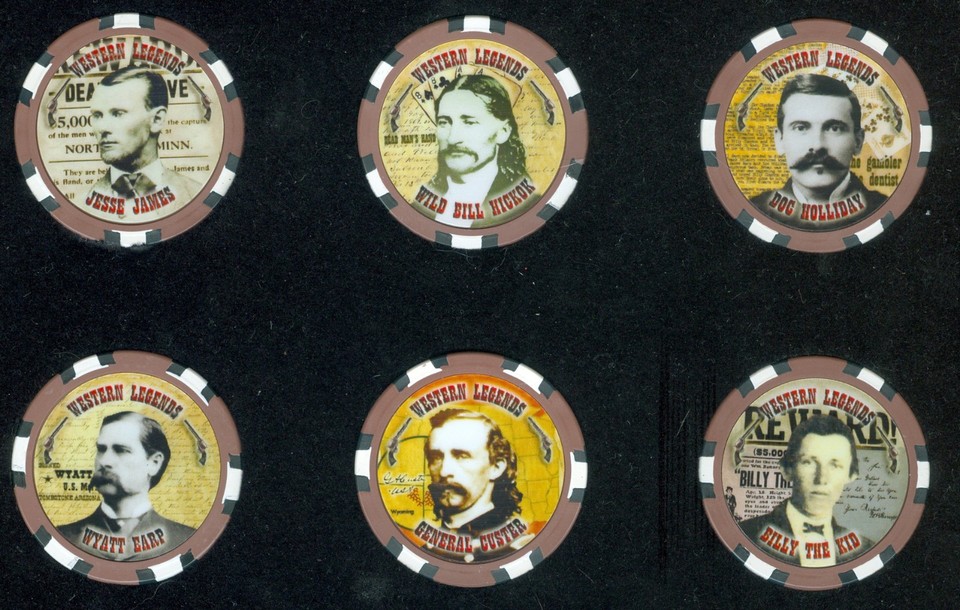 WESTERN LEGENDS Collectors Poker-Style 6 Chip Set Limited Edition with ...