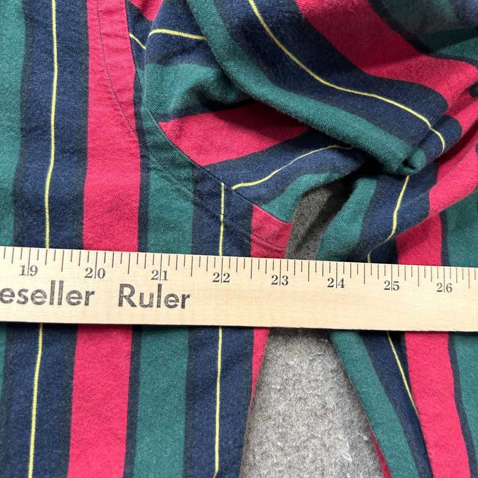 Ralph Lauren Oxford Shirt Men M Red Green Navy Blue Vertical Striped ...