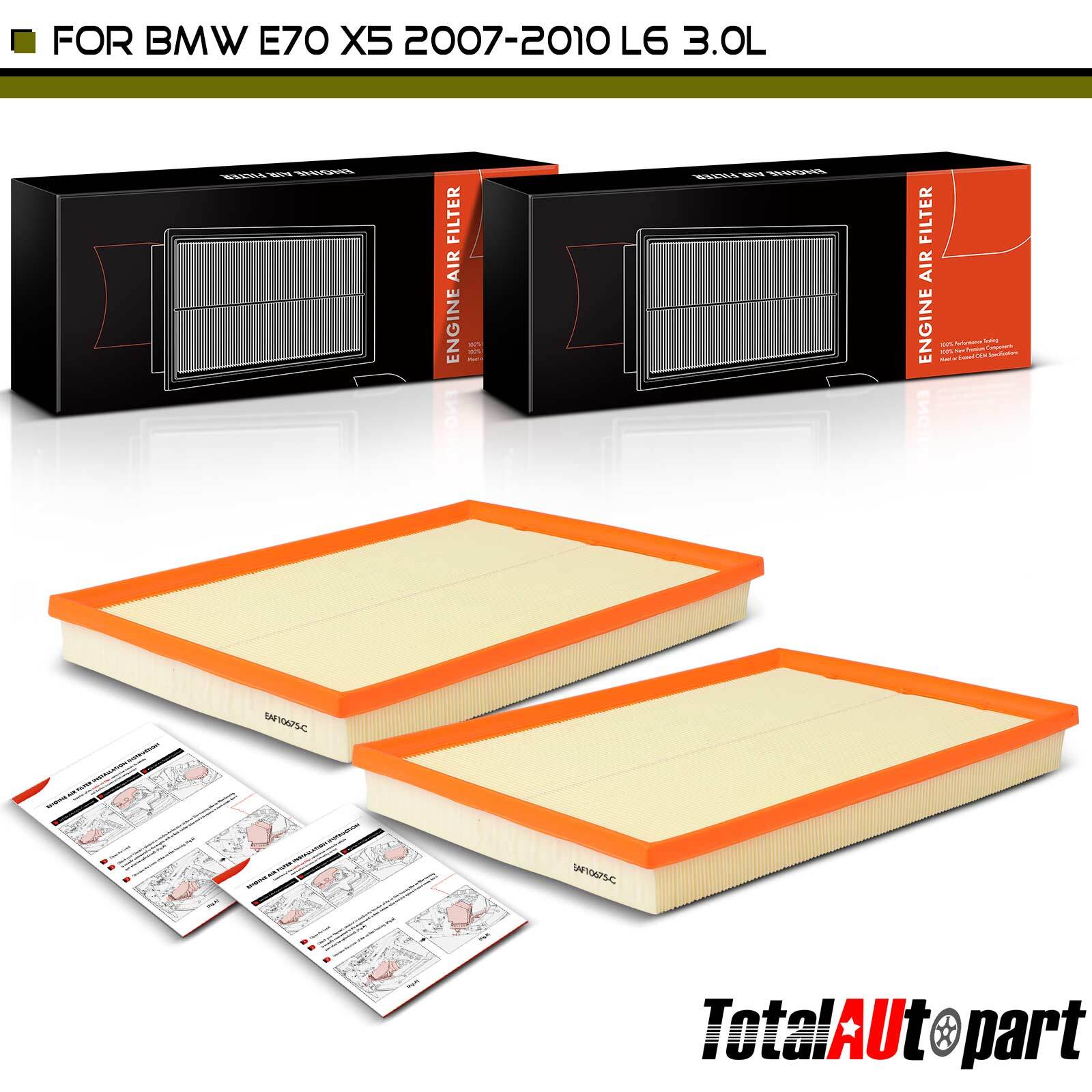 2pcs New Engine Air Filter for BMW E70 X5 2007 2008 2009 2010 3.0L ...