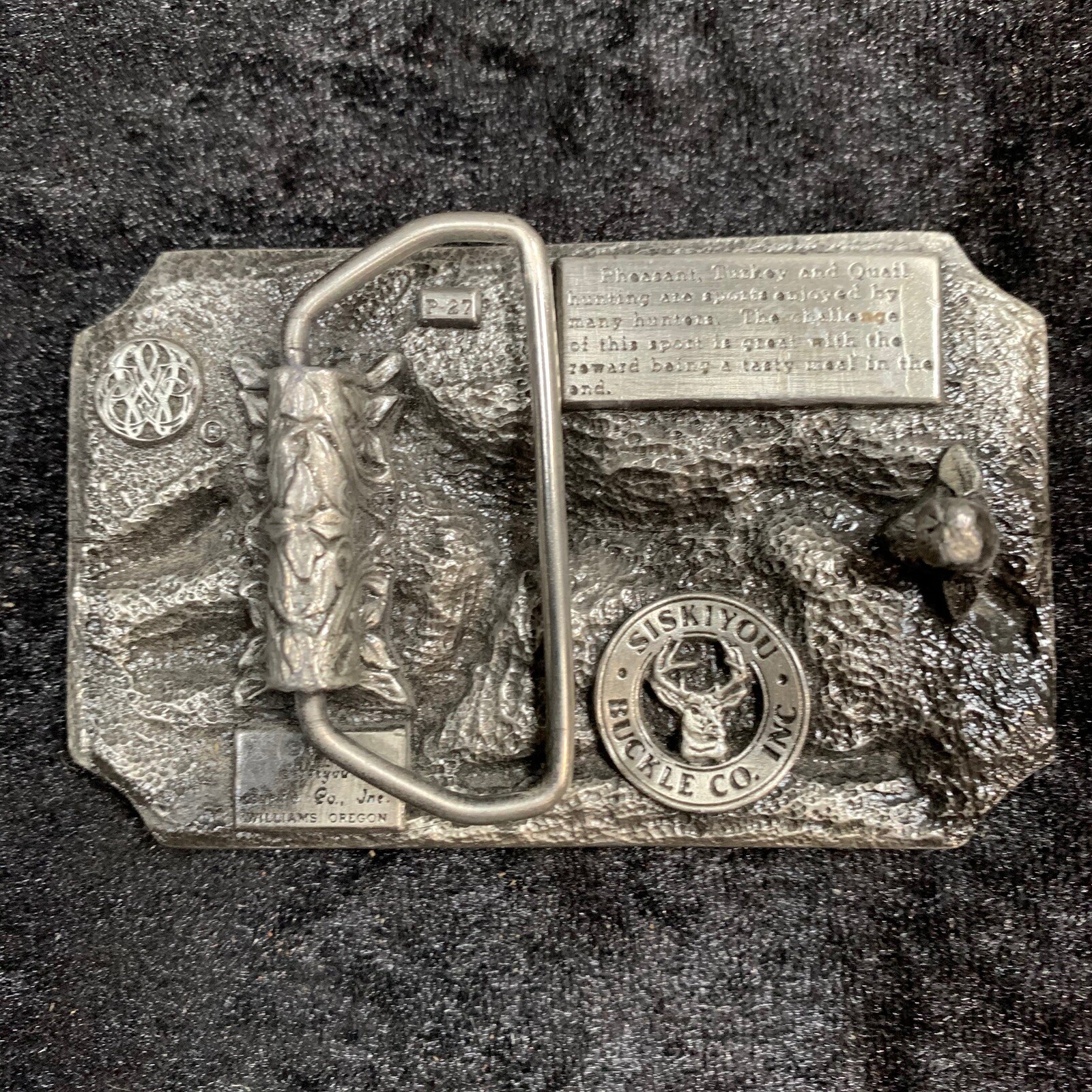 VTG Siskiyou Pheasant Turkey Quail Sport Hunting 1983 Belt Buckle ...