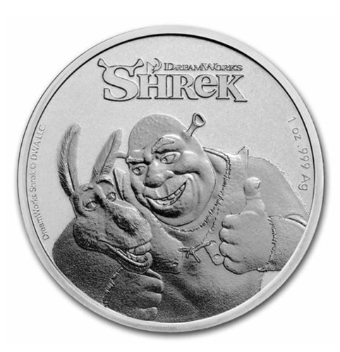 Shrek & Donkey 1 oz .999 silver 20th Anniversary BU coin 2021 in ...