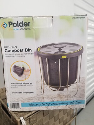 Polder, Kitchen Food Scraps Countertop Compost Storage Bin Trash Can ...