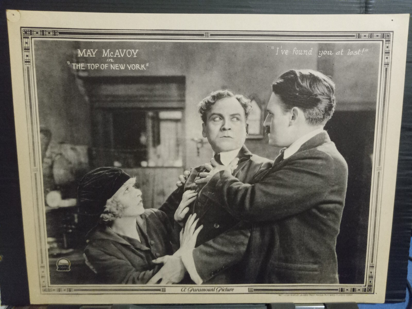 Lobby Card 1922 TOP OF NEW YORK May McAvoy saved from evil boss by Walt ...