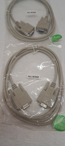 2X DB9 RS232 Serial Cable Female to Female Null Modem Cord Cross TX/RX ...