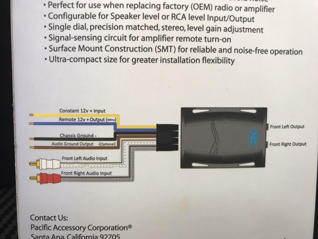 PAC Lp7-2 Loc Pro High Low RCA Adapter 2 Channel Converter Regulated ...