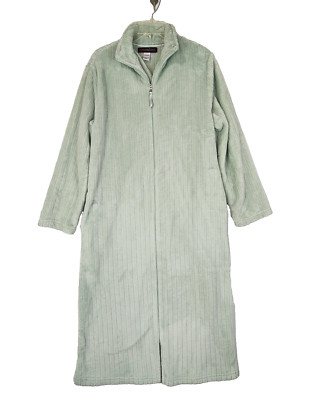 Stan Herman Womens Long Robe Size S/M Light Green Textured Plush Full ...