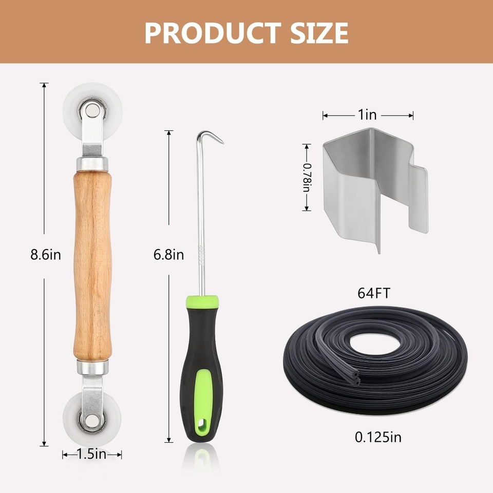 11 Pcs Screen Repair Kit, Screen Roller Tool with Bearing, 64FT Screen ...
