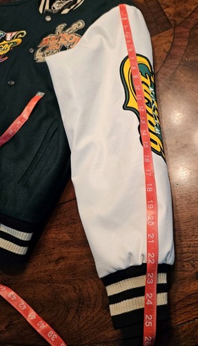 WATSON Varsity Letterman Jacket NEW Mens Sz MEDIUM M Green White NYC ...