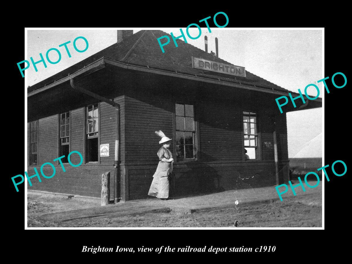 OLD 8x6 HISTORIC PHOTO OF BRIGHTON IOWA THE RAILROAD DEPOT STATION ...