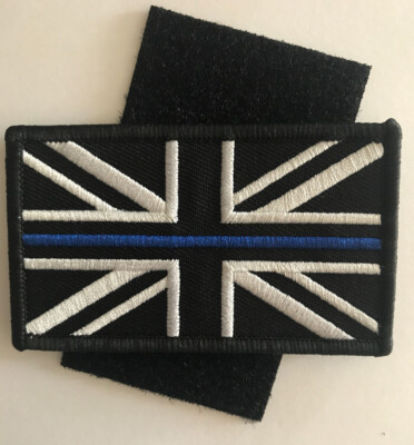 Thin Blue Line Union Jack Embroidered Patch-hook & Loop Backing Police ...