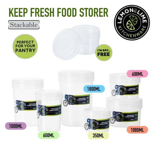 2/6/12x Screw Top Food Containers Plastic Twist Cap Lids Snack Pantry ...