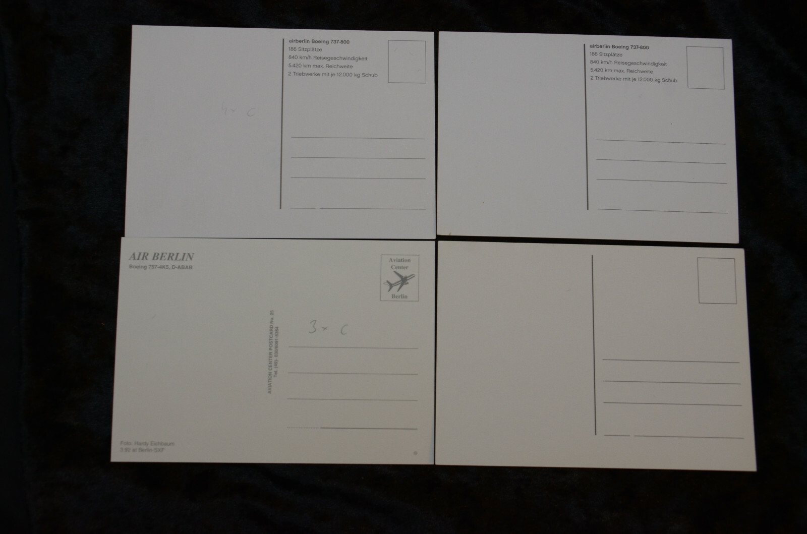 55924 Ak Plan Air Aircraft Air Berlin Boeing 757-4K5 D-Abab 4 Cards Set ...