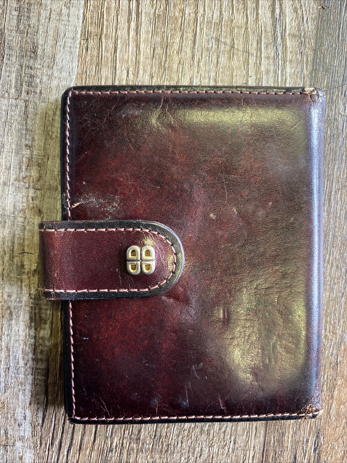 Vintage By BOSCA ID CARD Bi-fold Wallet Hand Stained … - Gem