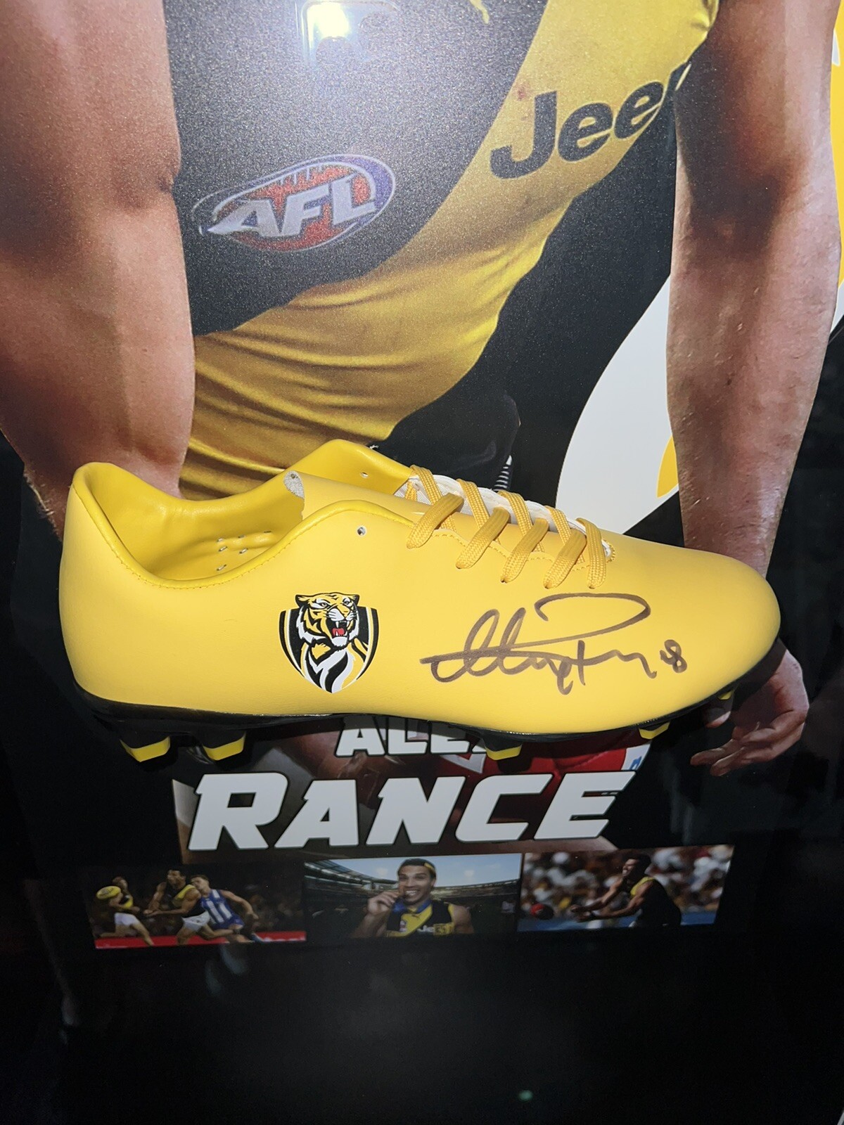AFL RICHMOND TIGERS ALEX RANCE HAND SIGNED & FRAMED FOOTBALL BOOT ...