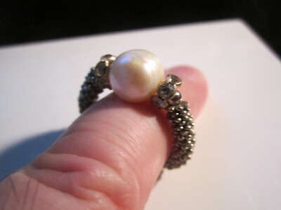 VINTAGE STERLING SILVER RING WITH PEARL EXPANDABLE RING - BBA-23B | eBay