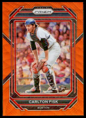 2023 PANINI PRIZM PRIZMS ORANGE WAVE #112 CARLTON FISK BOSTON RED SOX ...