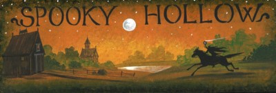 12X4 PRINT OF PAINTING RYTA SLEEPY HOLLOW HALLOWEEN HEADLESS HORSEMAN ...