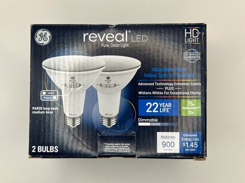 GE 2pk 75W Reveal PAR30 LED Light Bulbs Long Neck Adjustable Flood/Spot ...