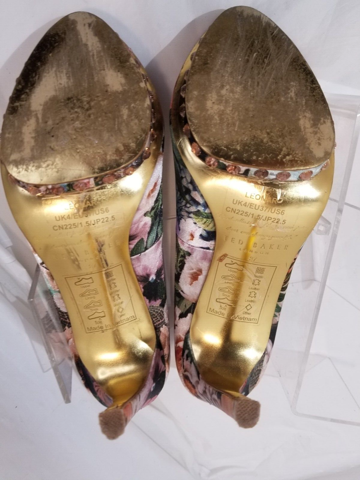 Ted Baker London Women's Leonar Floral Satin Peep Toe Heels Shoes 37 / US 6 M | eBay