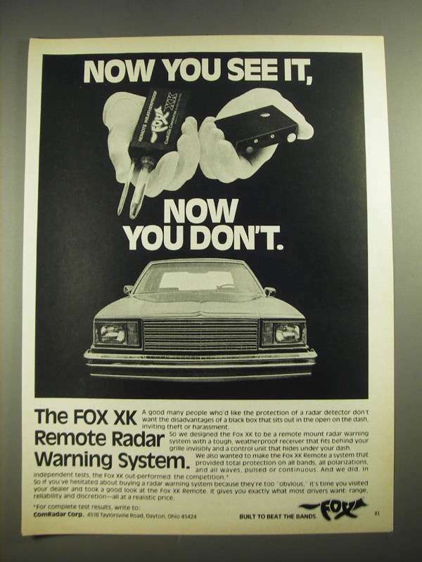 1980 Fox XK Remote Radar Warning System Ad - Now You See It, Now You ...