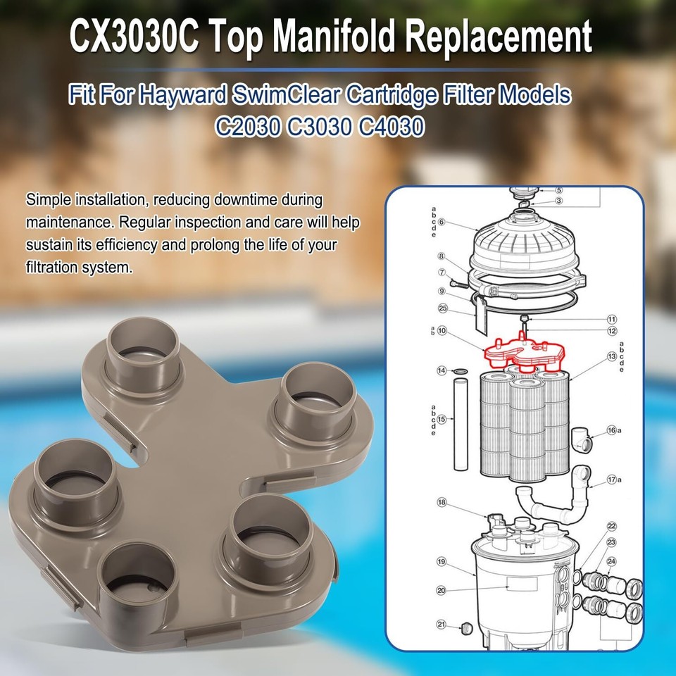 CX3030C Top Manifold Parts For Hayward SwimClear Cartridge C2030 C3030 ...